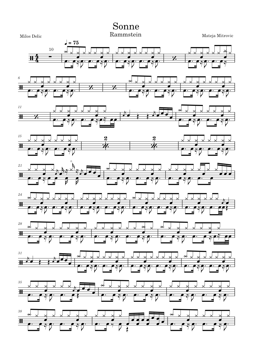 Sonne – Rammstein Sonne Sheet Music for Drum group (Solo) | MuseScore.com