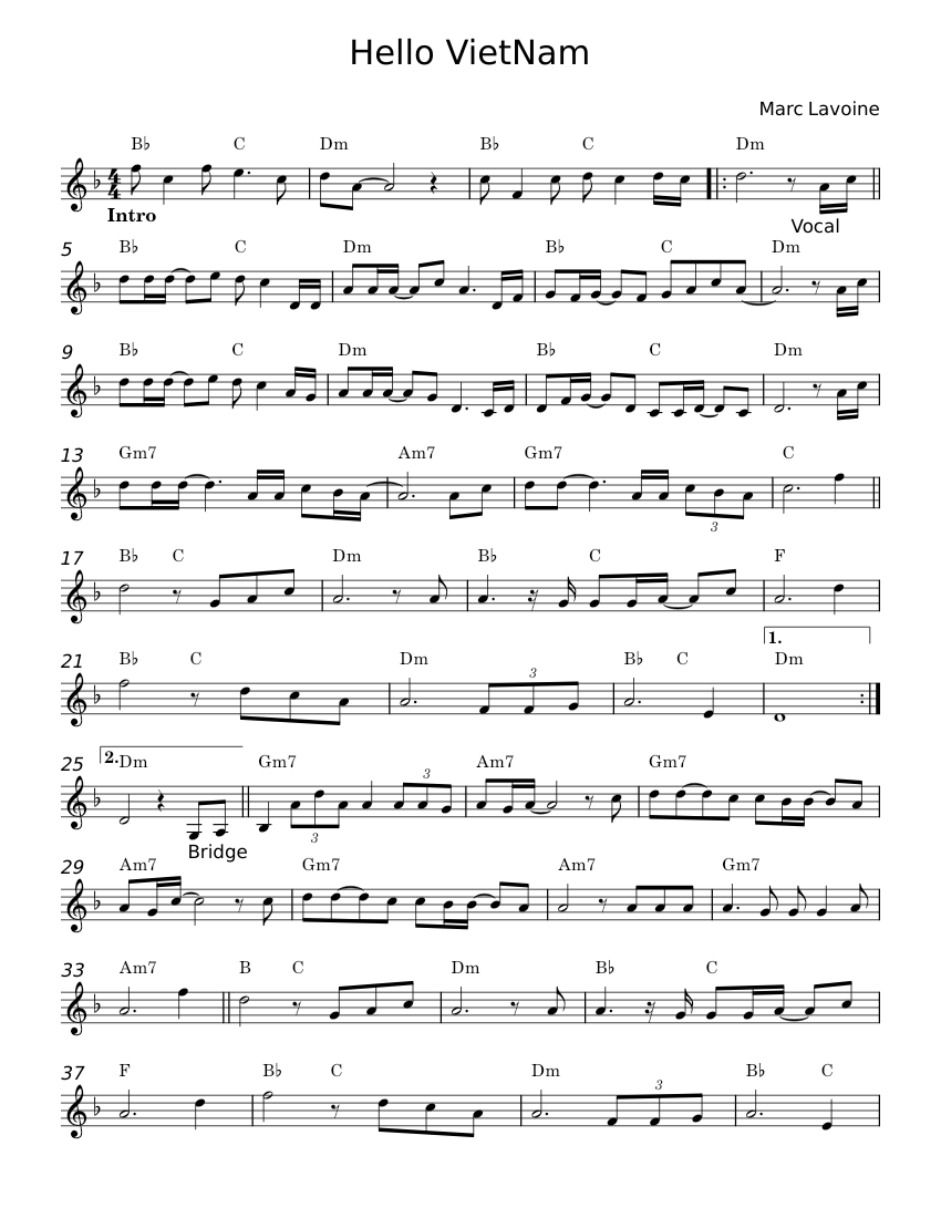 Hello Vietnam - Johnny Wright Sheet Music with Chords for Piano (Solo ...