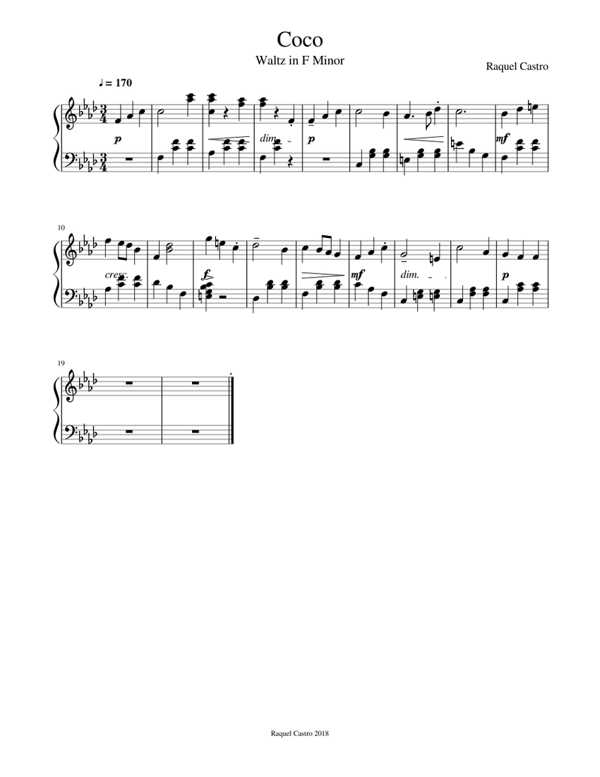 Coco Sheet music for Piano (Solo) Easy | Musescore.com