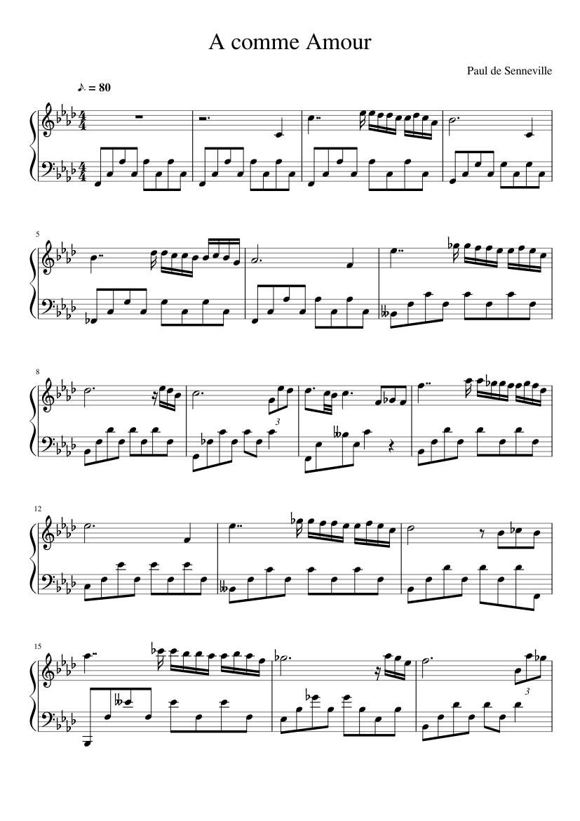 A comme Amour Sheet Music for Piano (Solo) | MuseScore.com
