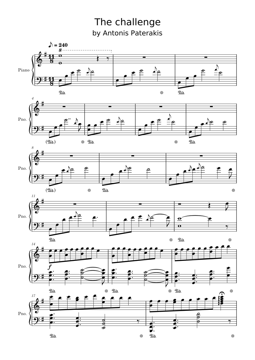 The challenge EPIC piano solo-for the competition Sheet music for Piano ...