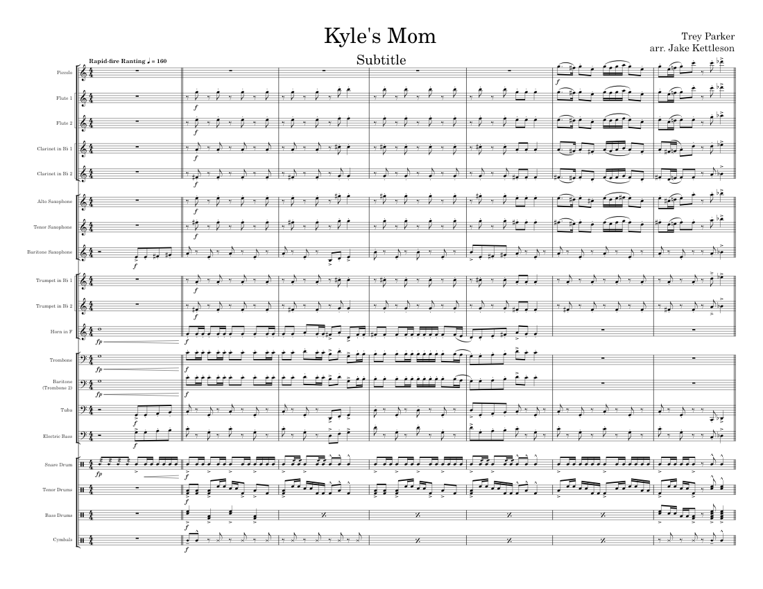 Kyle's Mom (Pep Band Arrangement) Sheet music for Trombone, Tuba, Flute, Oboe & more instruments ...