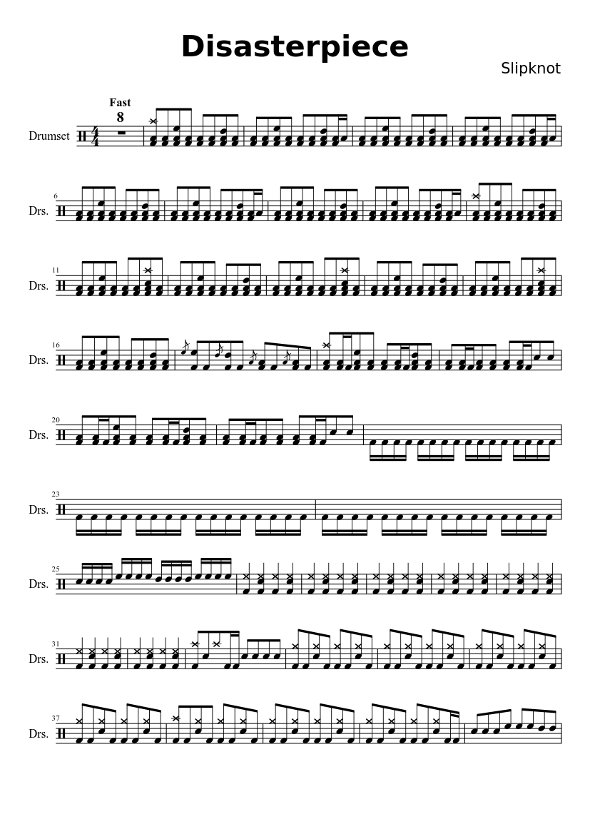 Slipknot - Disasterpiece Sheet music for Drum group (Solo) | Musescore.com