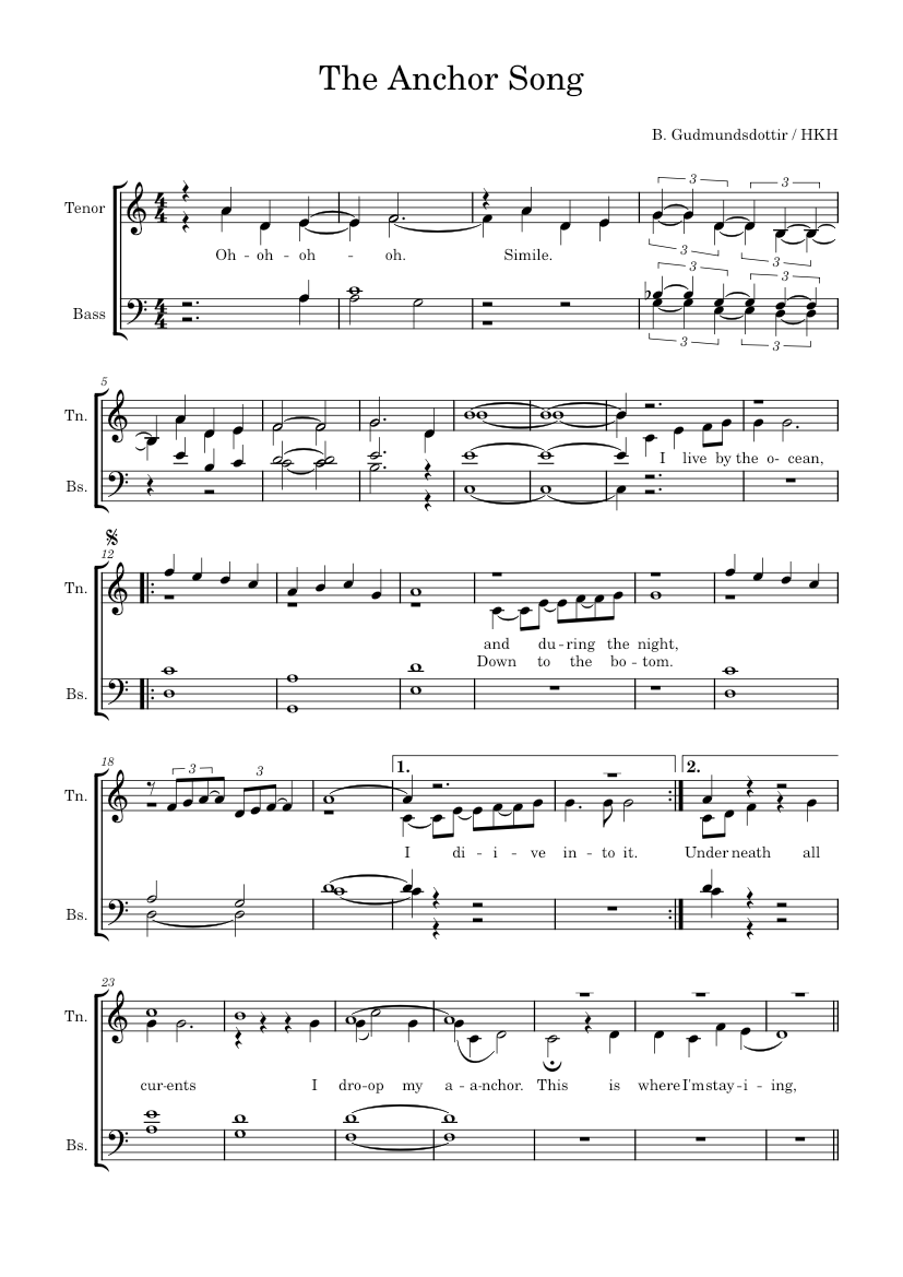 The Anchor Song Sheet music for Piano, Bass guitar (Mixed Duet ...