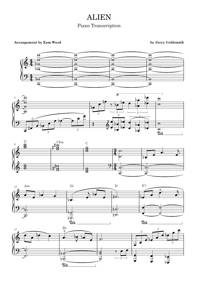 Alien – Jerry Goldsmith Sheet Music with Chords for Piano (Solo ...