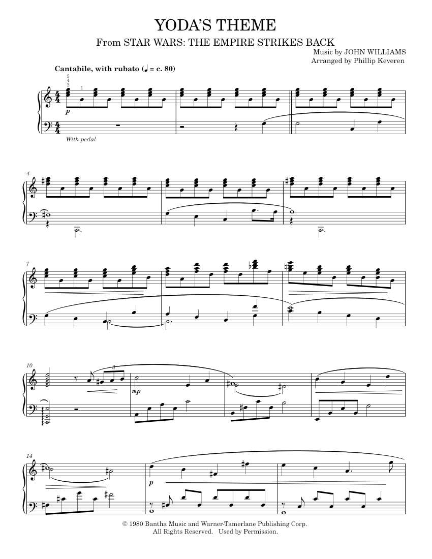 Play Official version of Yoda's Theme sheet music by John Williams for ...