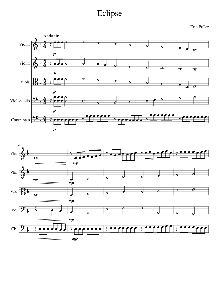 Eclipse Sheet music for Contrabass, Violin, Viola, Cello (String ...