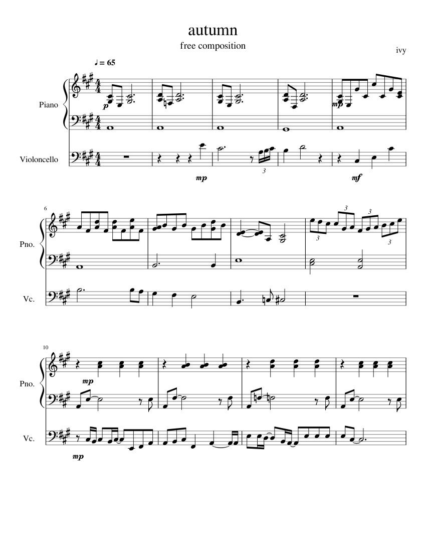 autumn Sheet music for Piano, Cello (Solo) | Musescore.com