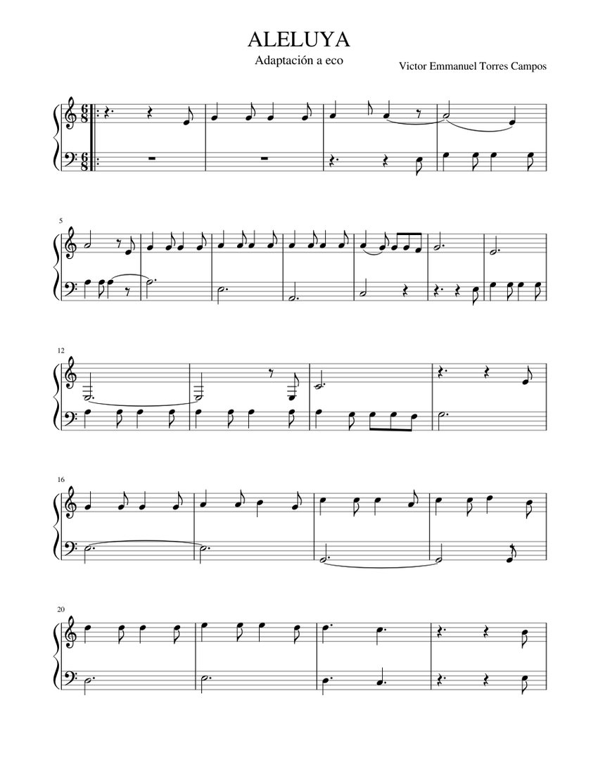 ALELUYA FINAL Sheet music for Piano (Solo) Easy | Musescore.com