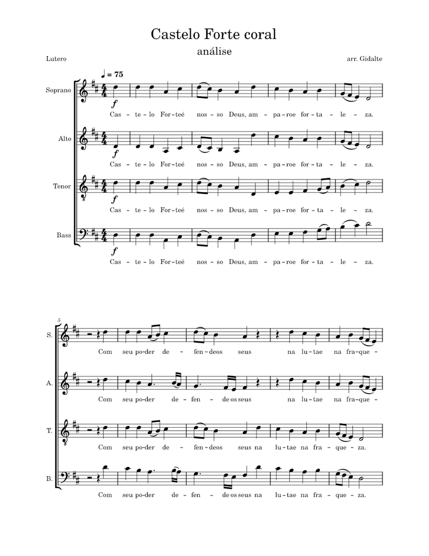 Castelo Forte coral Sheet music for Soprano, Alto, Tenor, Bass voice ...