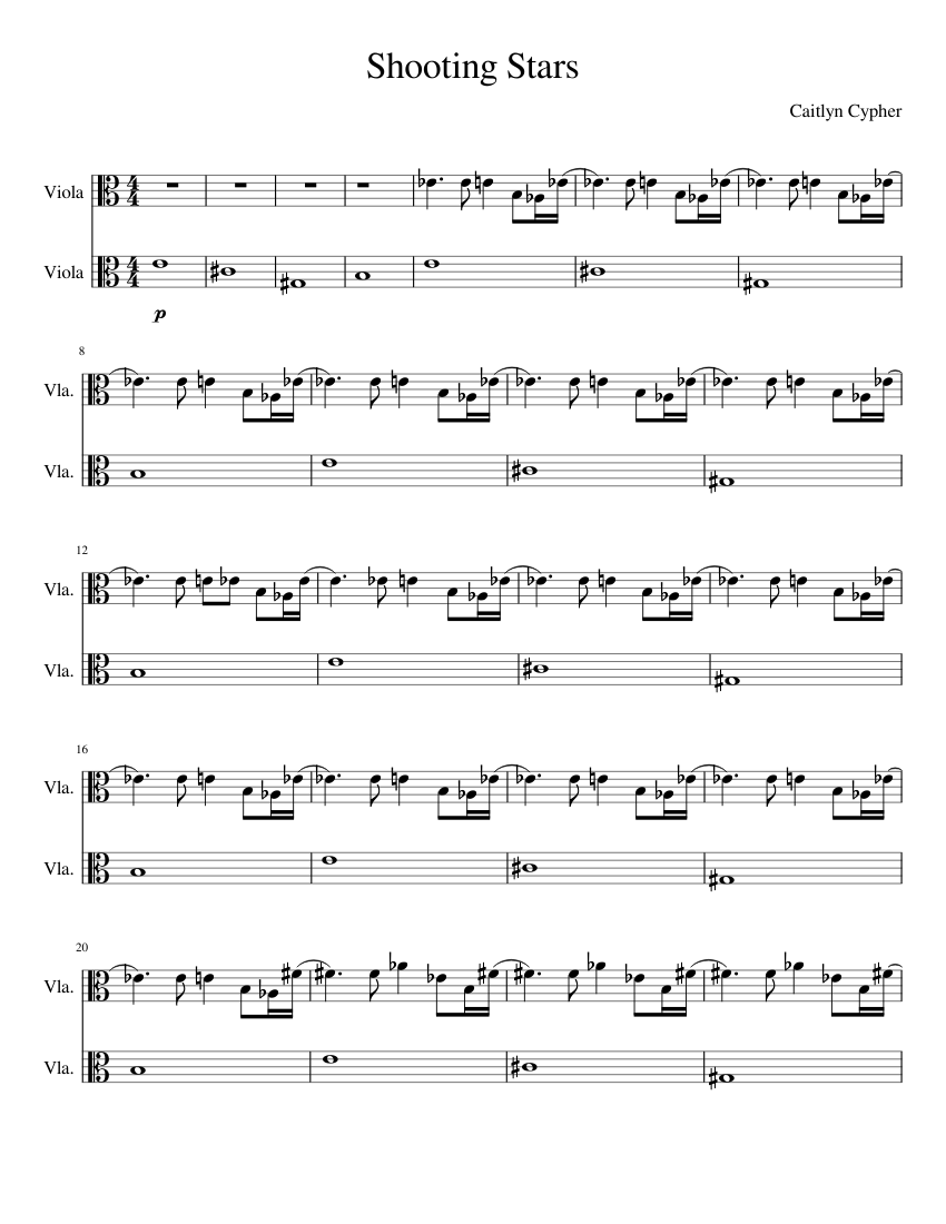 Shooting Stars Sheet music for Viola (String Duet) | Musescore.com