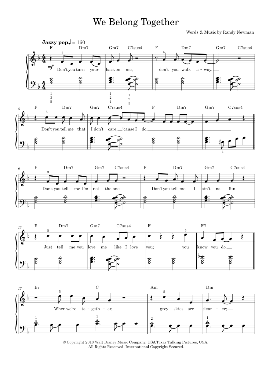Play Official version of We Belong Together (From Toy Story 3) Sheet ...