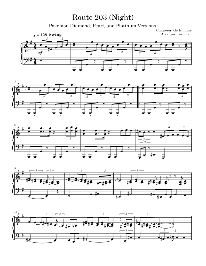 Route 203 (Night) (V1) - Pokemon DPP – Go Ichinose Diamond, Pearl ...