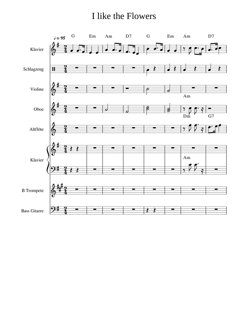 I like the Flowers Final Sheet music for Piano, Oboe, Trumpet in b-flat ...