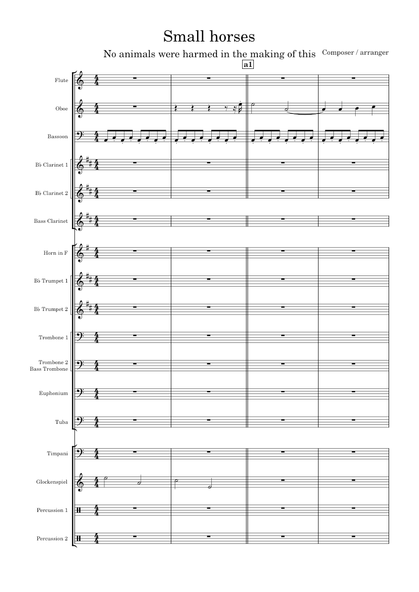 Small horses - simple theme orchestration Sheet music for Trombone ...