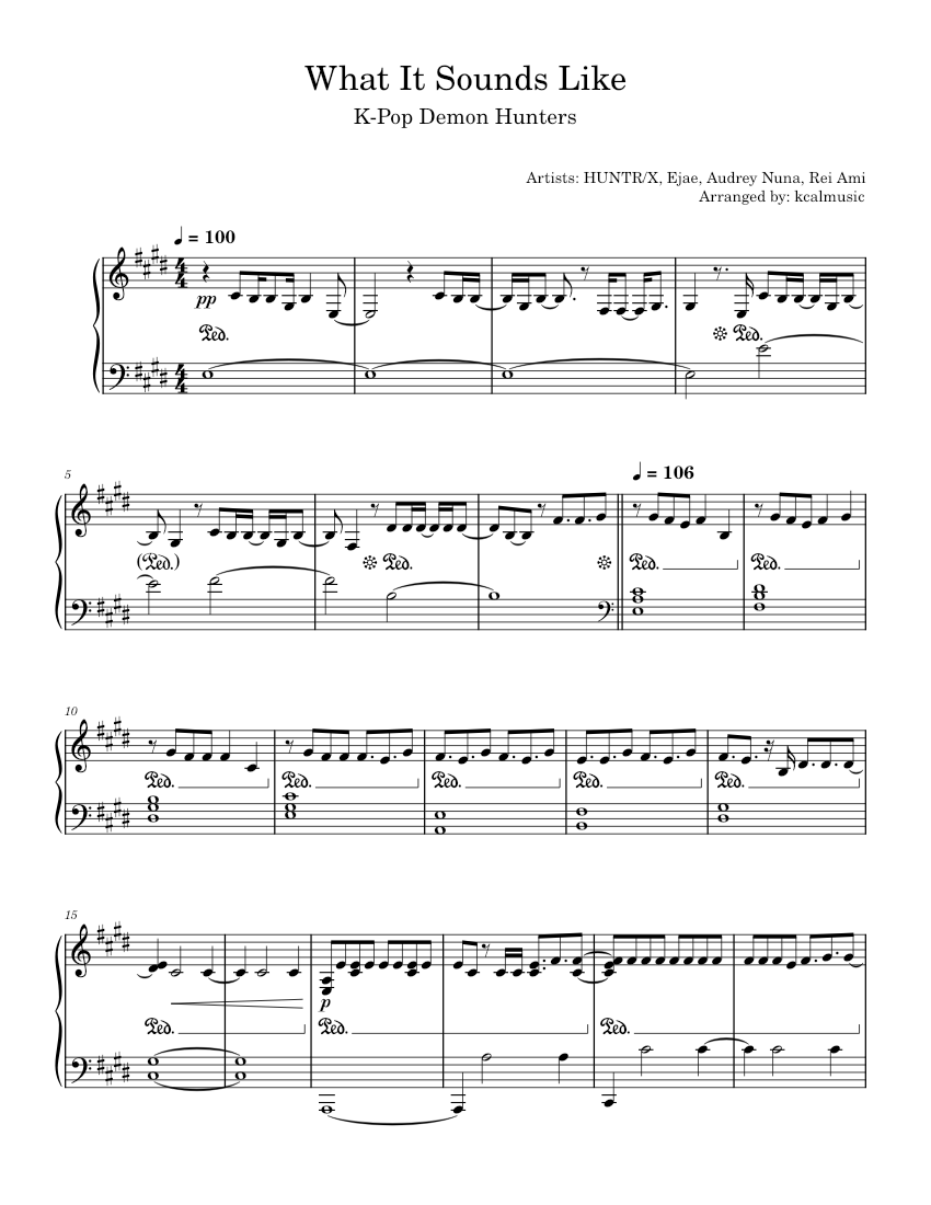 What It Sounds Like (KPOP Demon Hunters) – HUNTR/X Sheet Music for ...