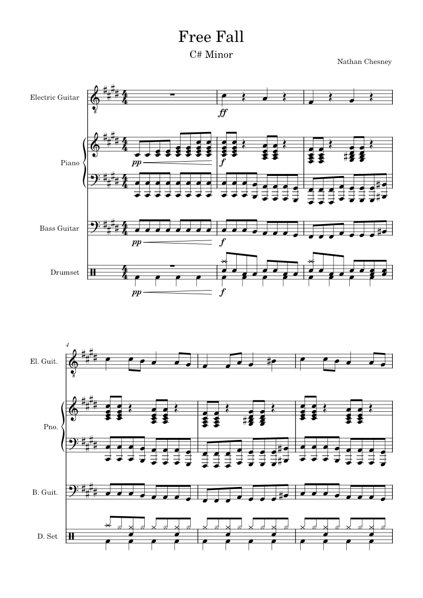 Free Fall Sheet music for Piano, Guitar, Bass guitar, Drum group (Mixed ...