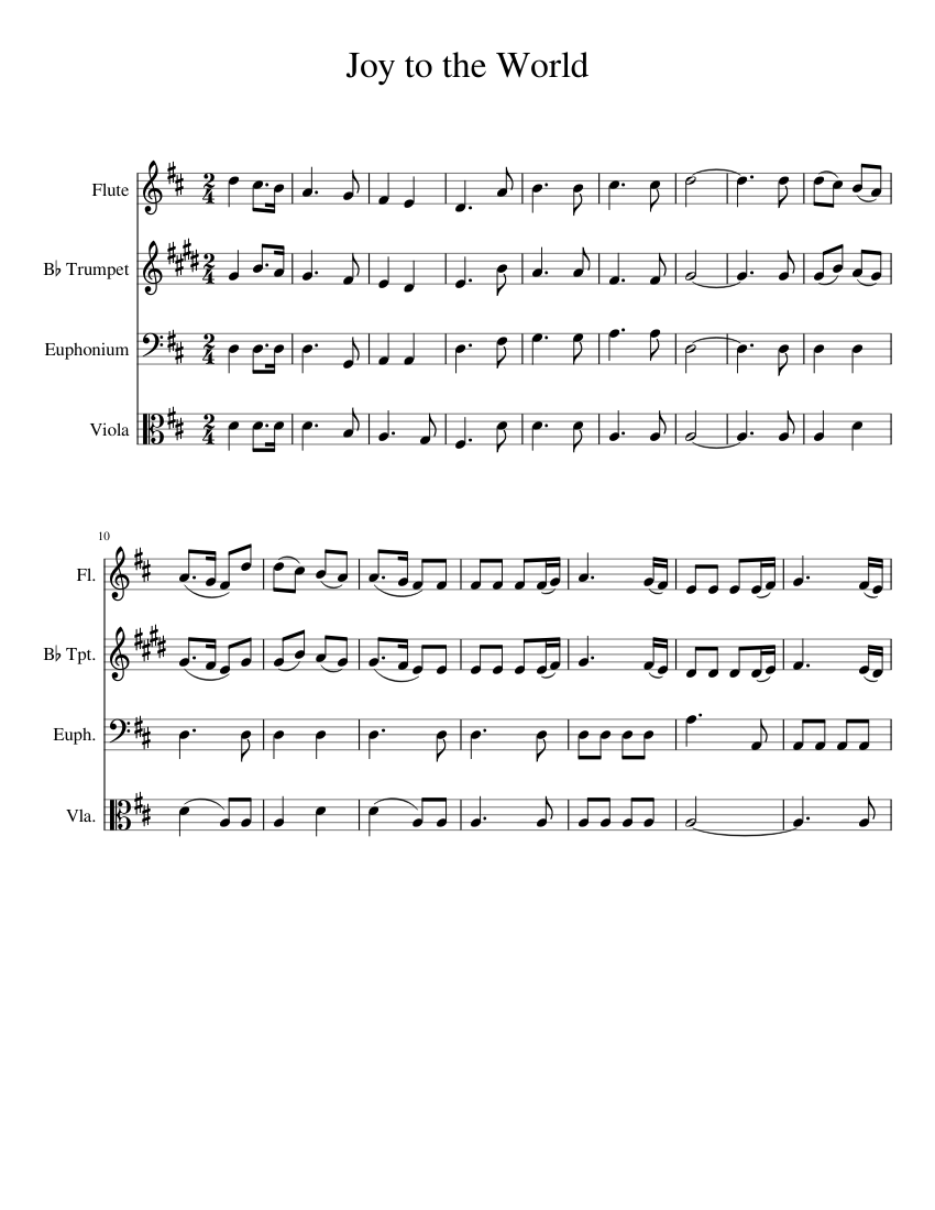 Joy to the World Sheet music for Flute, Viola, Trumpet other (Mixed ...