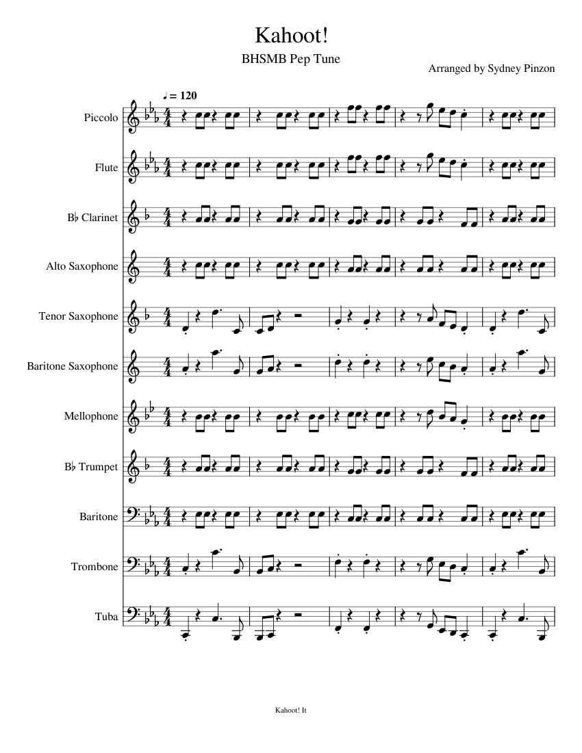 Kahoot! Sheet music for Trombone, Tuba, Mellophone, Flute piccolo ...