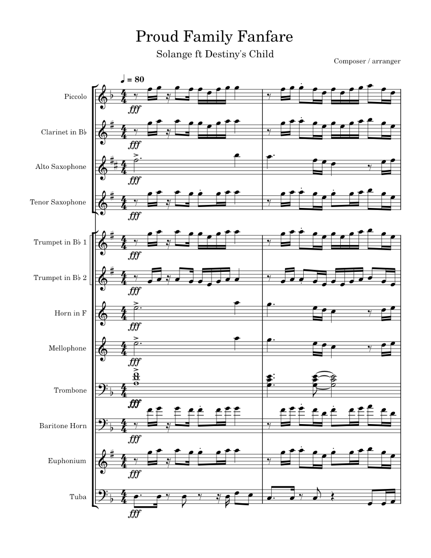 "Proud Family" Fanfare – Rickeytherealist1 Sheet Music for Trombone ...