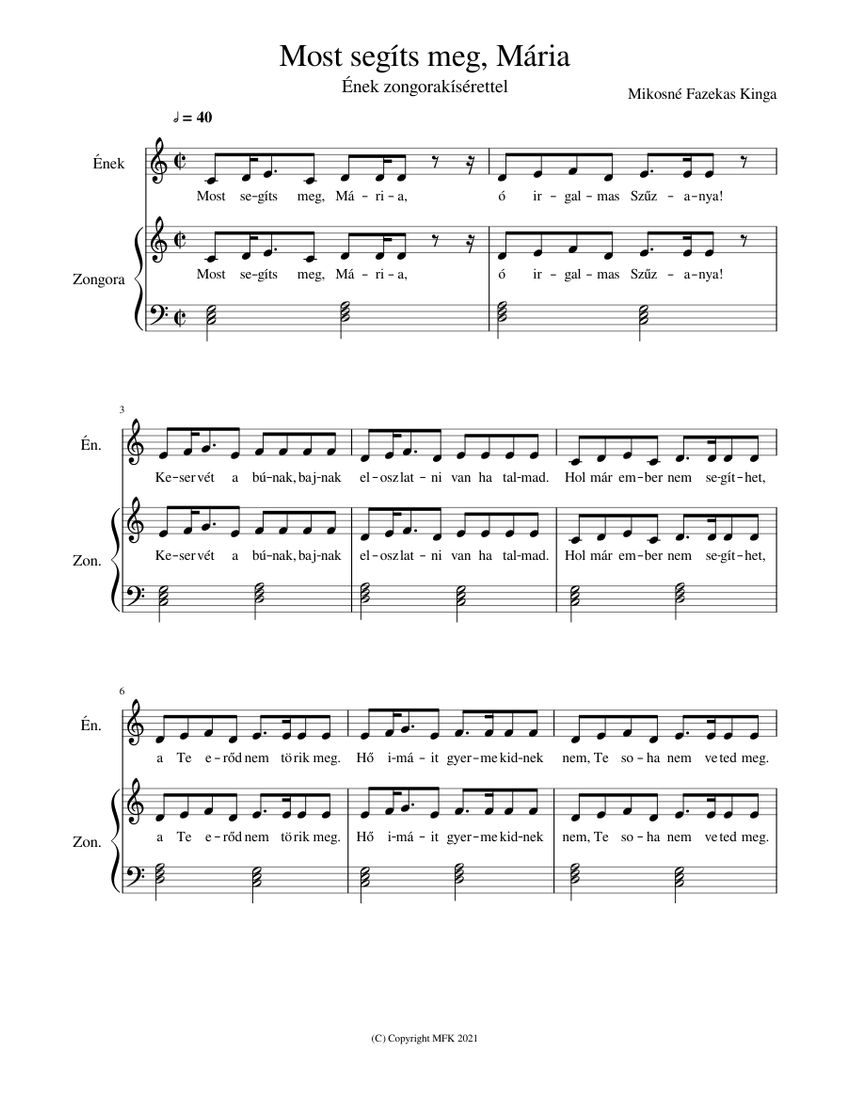 Most segíts meg, Mária - piano tutorial