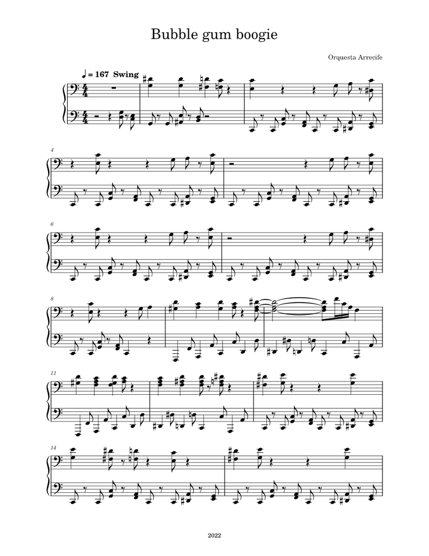 Bubble gum boogie Sheet music for Piano (Solo) | Musescore.com