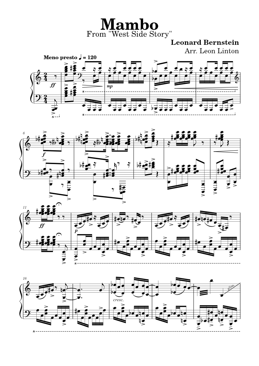 L. Bernstein - MAMBO (West Side Story) Sheet Music for Piano (Solo ...