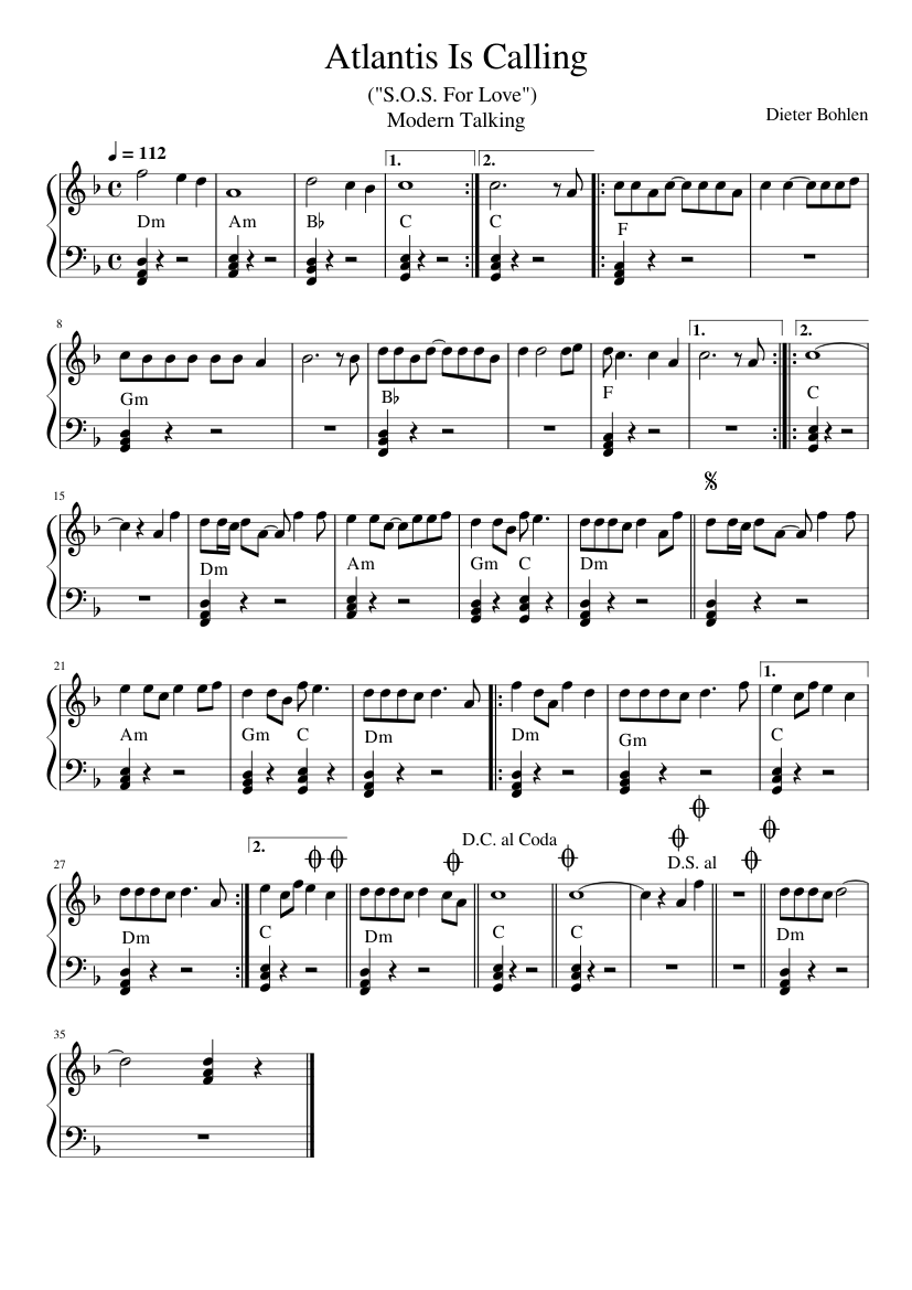 Atlantis Is Calling Sheet music for Piano (Solo) Easy | Musescore.com