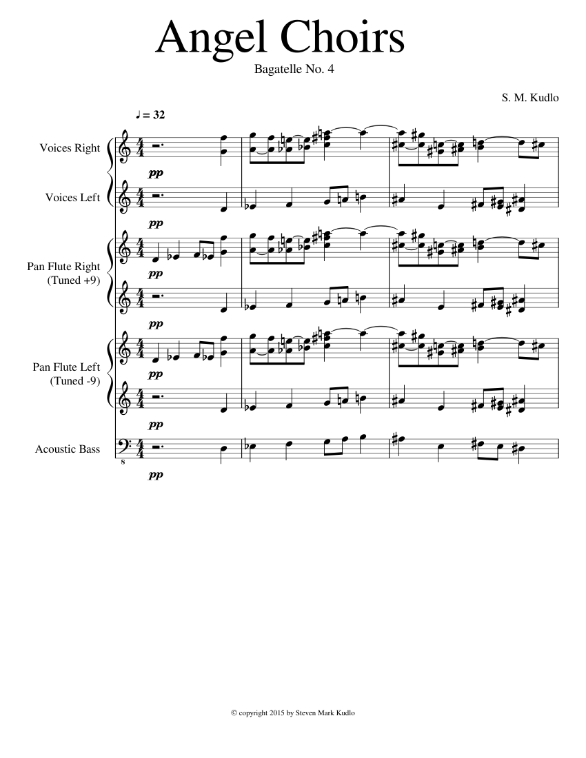 Angel Choirs; version 2 Sheet music for Vocals, Bass guitar, Flute ...