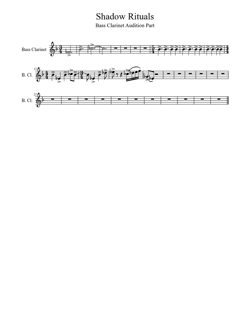 Shadow Rituals Sheet music for Clarinet bass (Solo) | Musescore.com