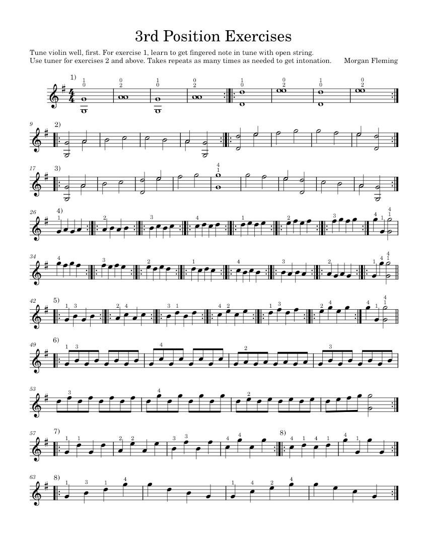3rd Position Exercises for Violin Sheet Music for Violin (Solo ...