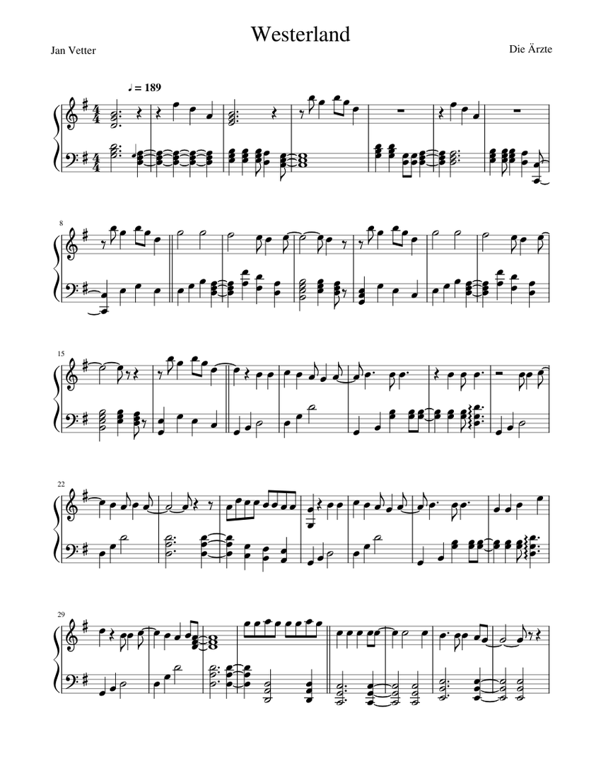 Westerland Sheet music for Piano (Solo) | Musescore.com