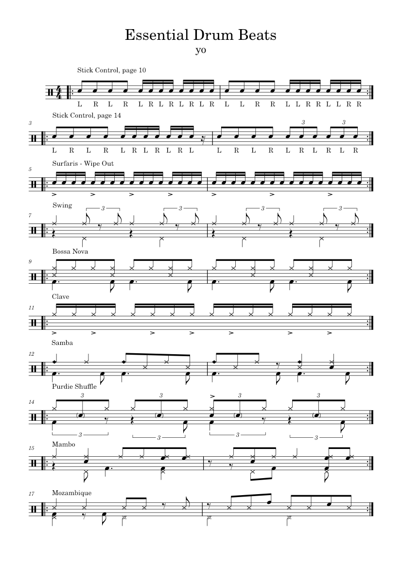 Essential Drum Beats Sheet music for Drum group (Solo) | Musescore.com
