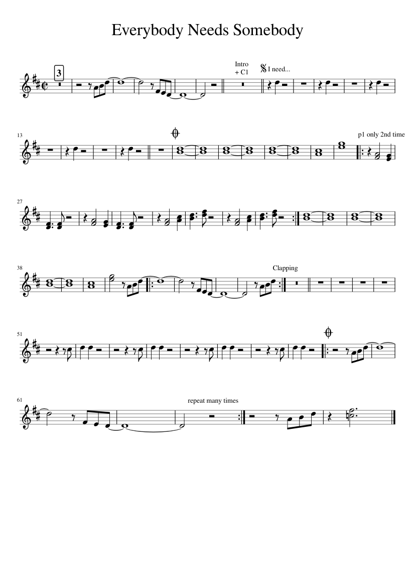 Everybody Needs Somebody Sheet music for Piano (Solo) Easy | Musescore.com