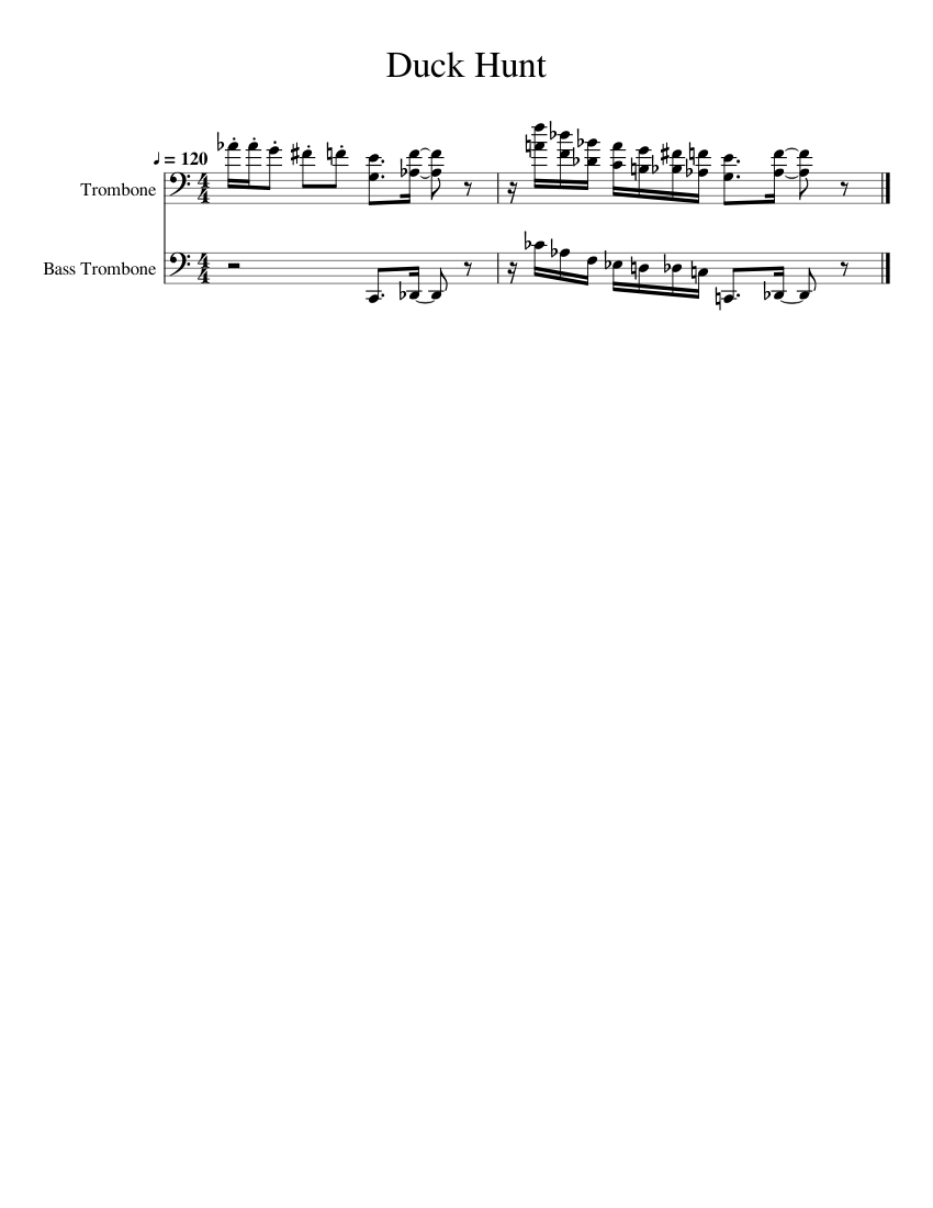 Duck Hunt (Title Theme) Sheet music for Trombone, Trombone bass (Brass ...