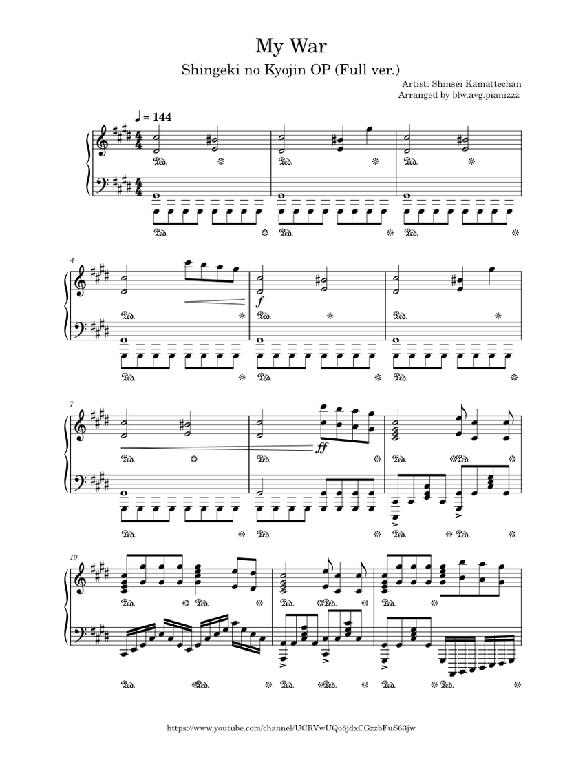 My War Sheet music for Piano (Solo) | Musescore.com