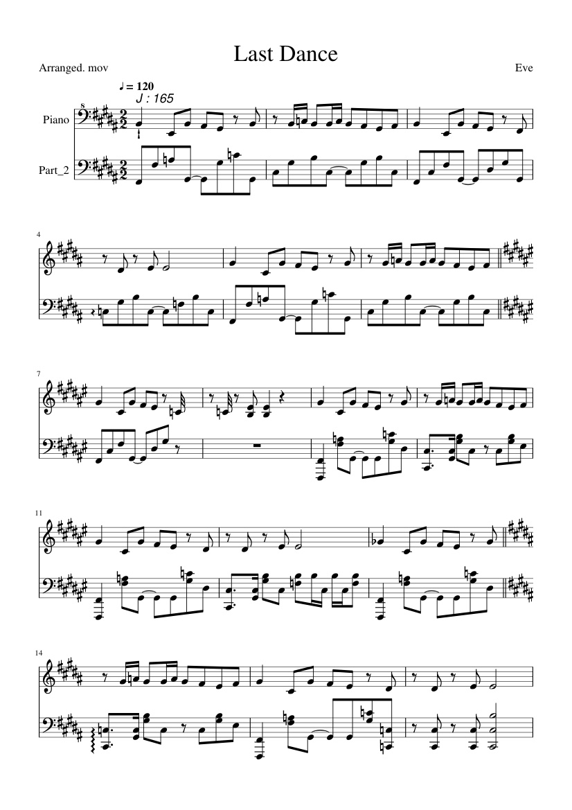 Last Dance Sheet Music for Piano (Solo) | MuseScore.com