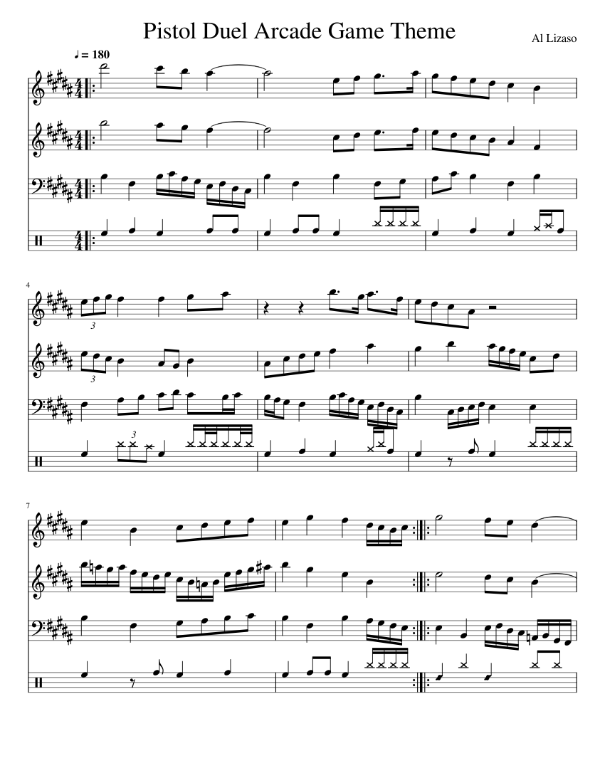 Pistol Duel Arcade Game Theme (Draft) Sheet music for Flute, Saxophone ...