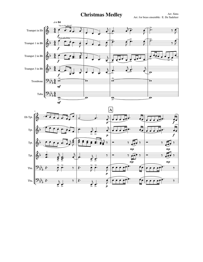 Christmas Medley Sheet music for Trombone, Tuba (Brass Ensemble ...