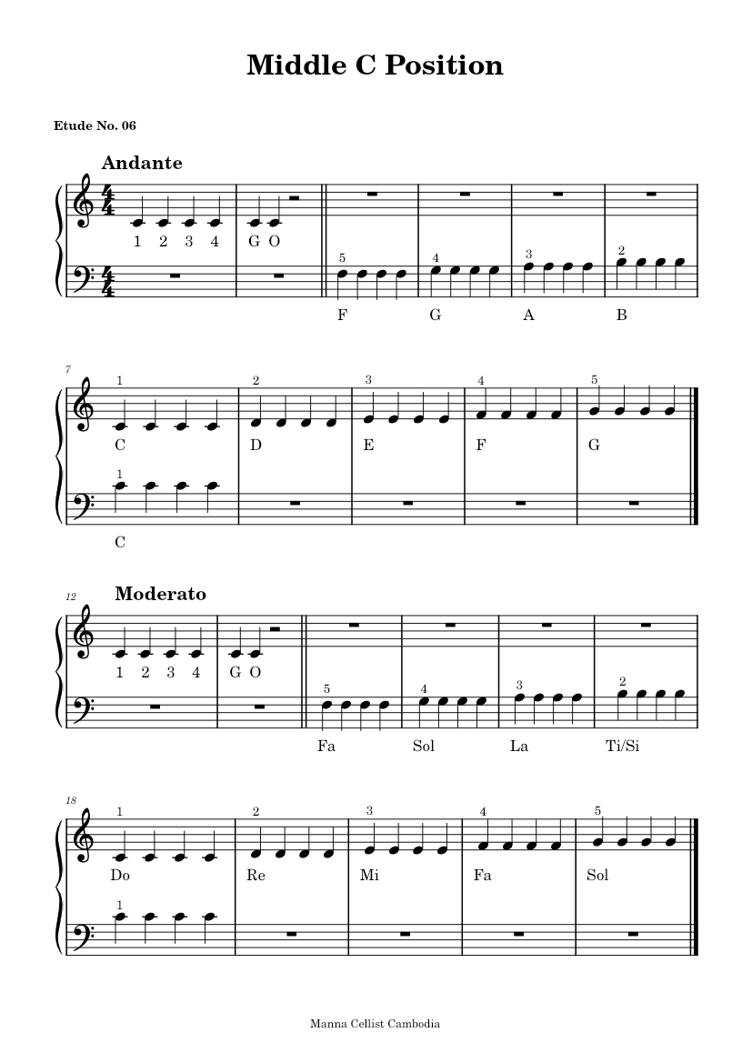 Middle C Position - Etude No. 06 Sheet Music for Piano (Solo) Easy ...