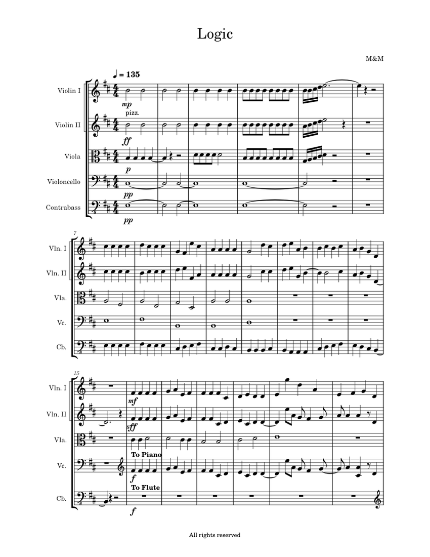 Logic Sheet music for Contrabass, Violin, Viola, Cello (Concert Band ...