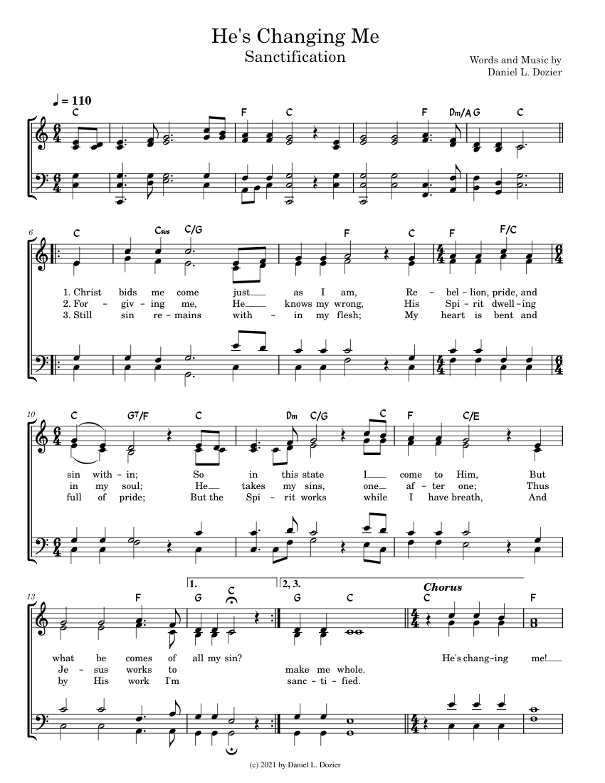 He's Changing Me -- Daniel L. Dozier Sheet music for Female, Male (SATB ...