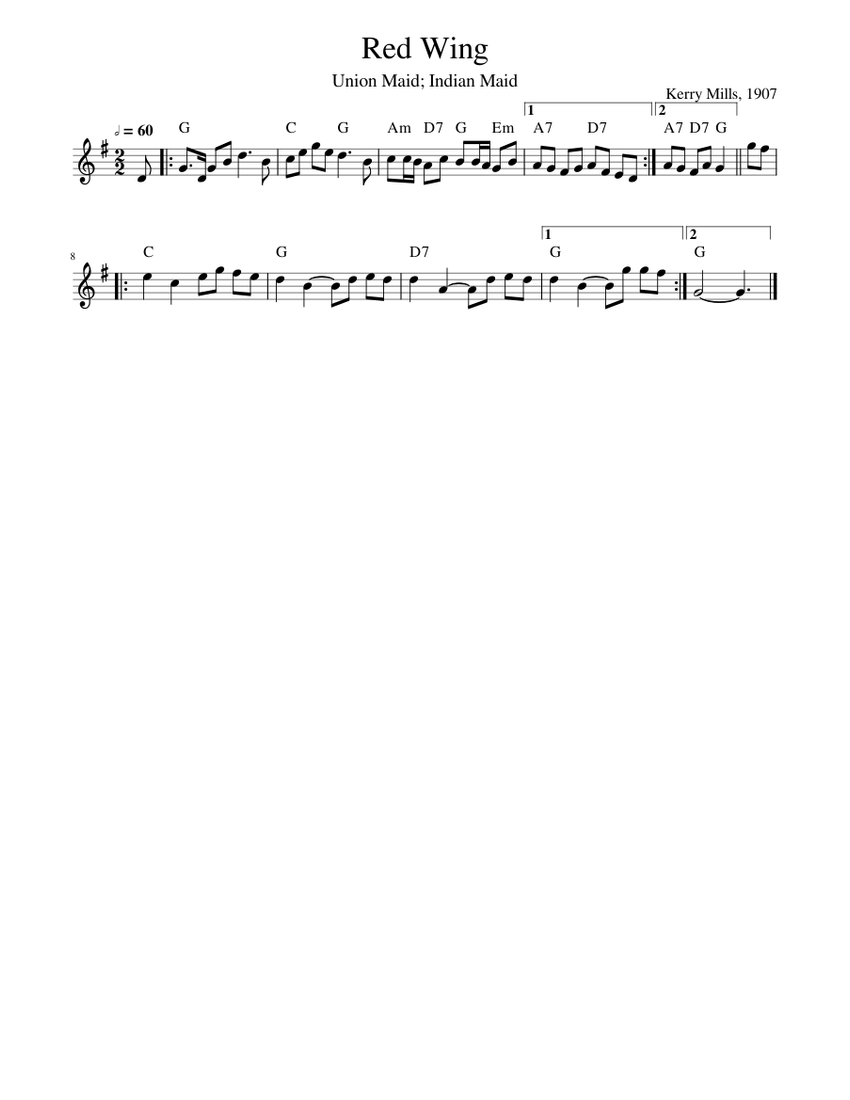 Kerry Mills - Red Wing Sheet music for Piano (Solo) Easy | Musescore.com