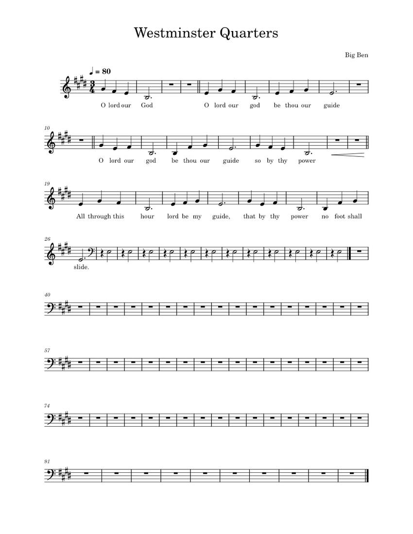 Westminster Quarters Sheet music for Handbells (Solo) | Musescore.com