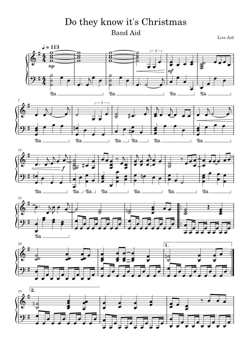 Do They Know It's Christmas - Band Aid Sheet Music for Piano (Solo ...