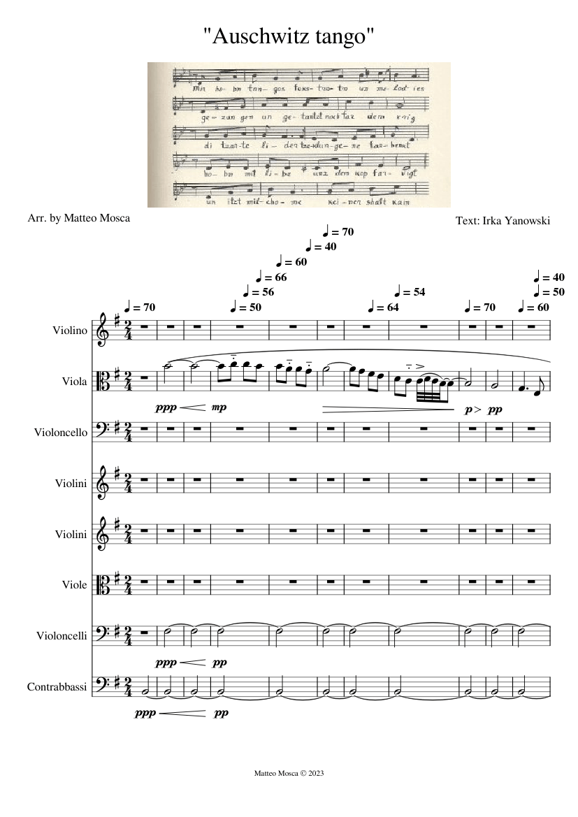 Auschwitz tango – Anonymous Sheet music for Violin, Viola, Cello, Strings group (String Ensemble ...