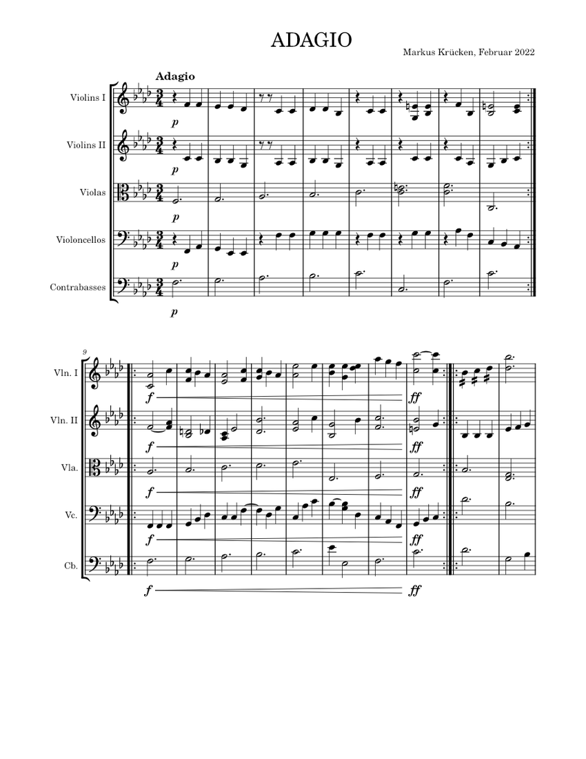 ADAGIO in f minor "Ukraine" - Markus Kruecken Sheet music for Strings group (String Ensemble ...
