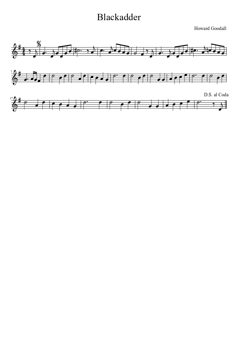 Blackadder theme Sheet music for Piano (Solo) Easy | Musescore.com