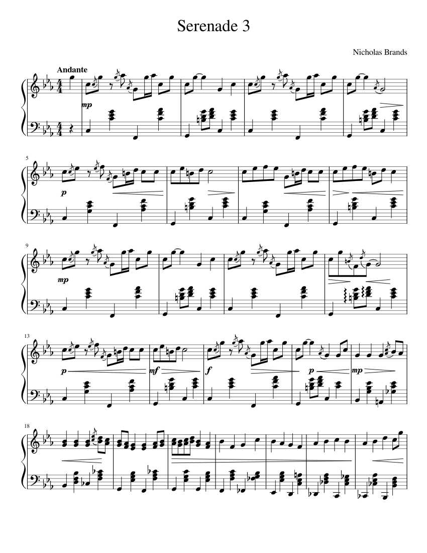 Serenade 3 Sheet music for Piano (Solo) | Musescore.com