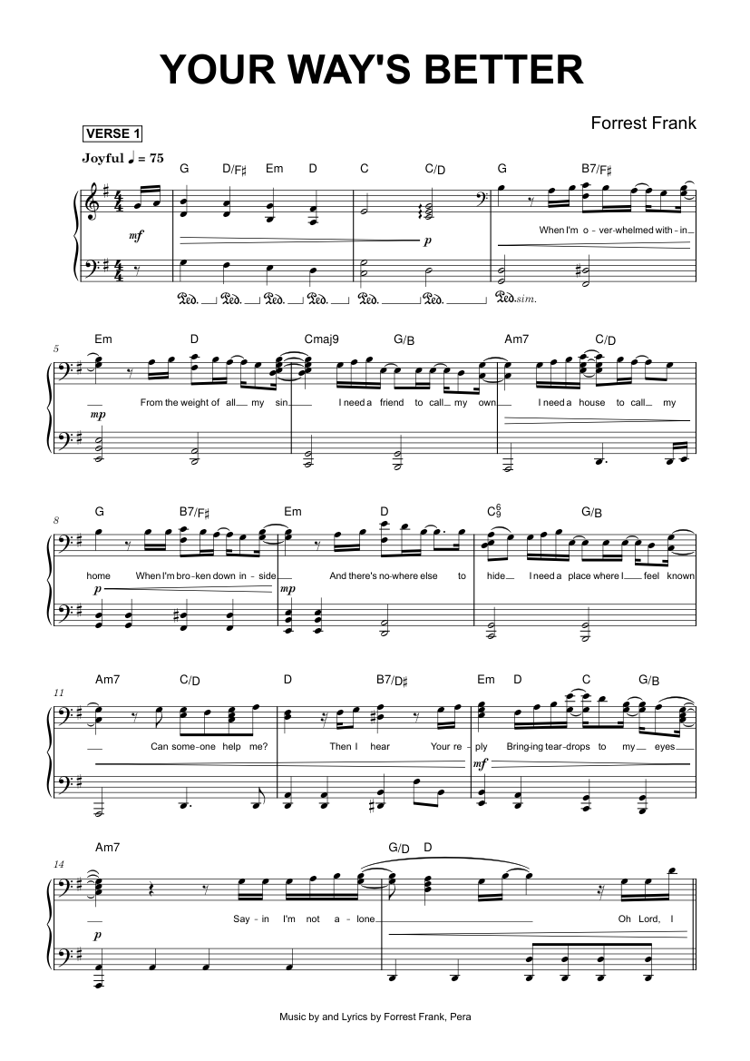 Play Official version of YOUR WAY'S BETTER Sheet Music by Forrest Frank ...